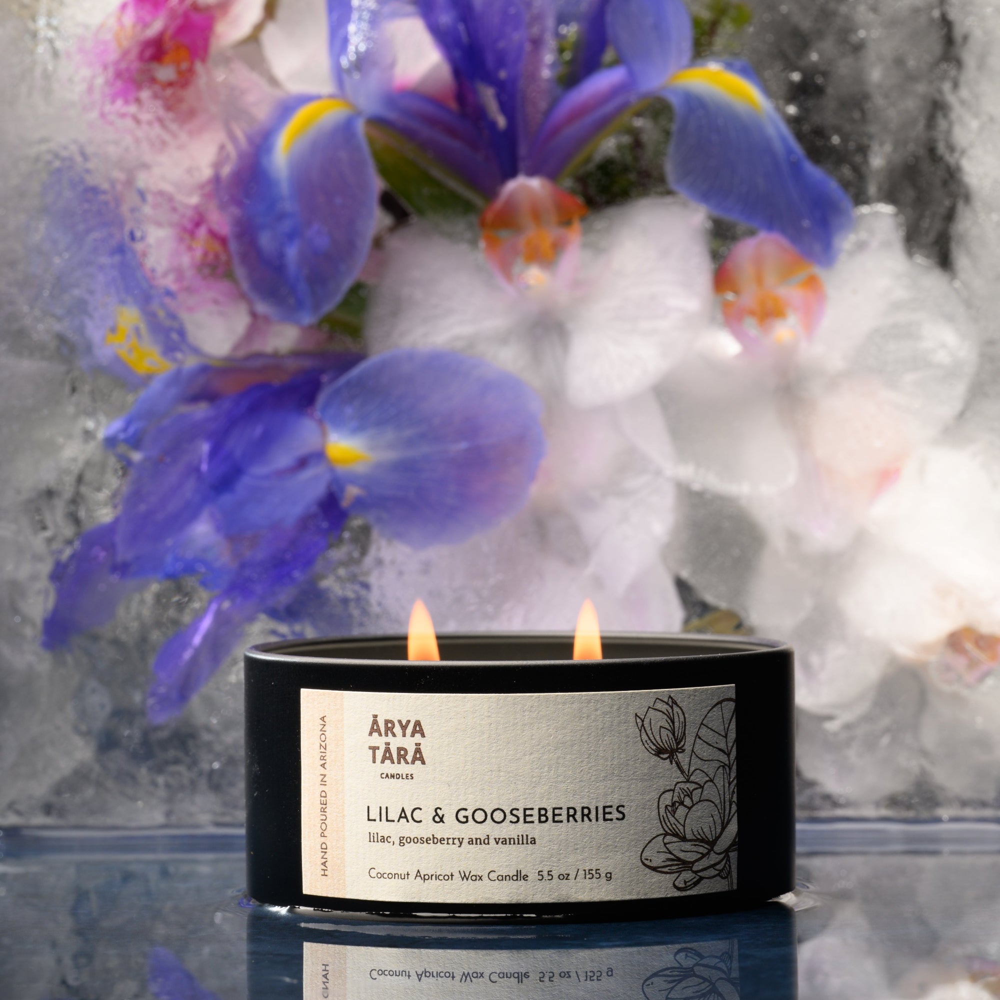 Lilac & Gooseberries Candle | Onyx Tin – Ārya Tārā Candles